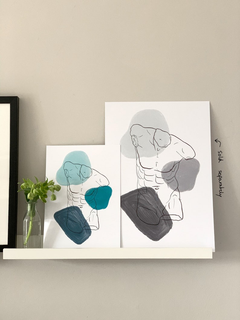 Male Torso Single Line BLUE Torso of a Dancing Faun Line - Etsy