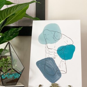 Male Torso Single Line BLUE - Torso of a Dancing Faun, Line Art, Graeco ...