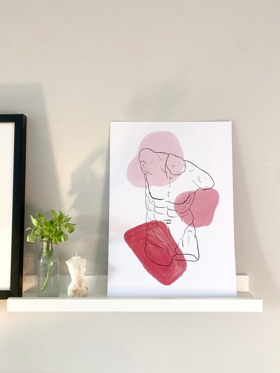 Male Torso Single Line PINK Torso of a Dancing Faun Line | Etsy
