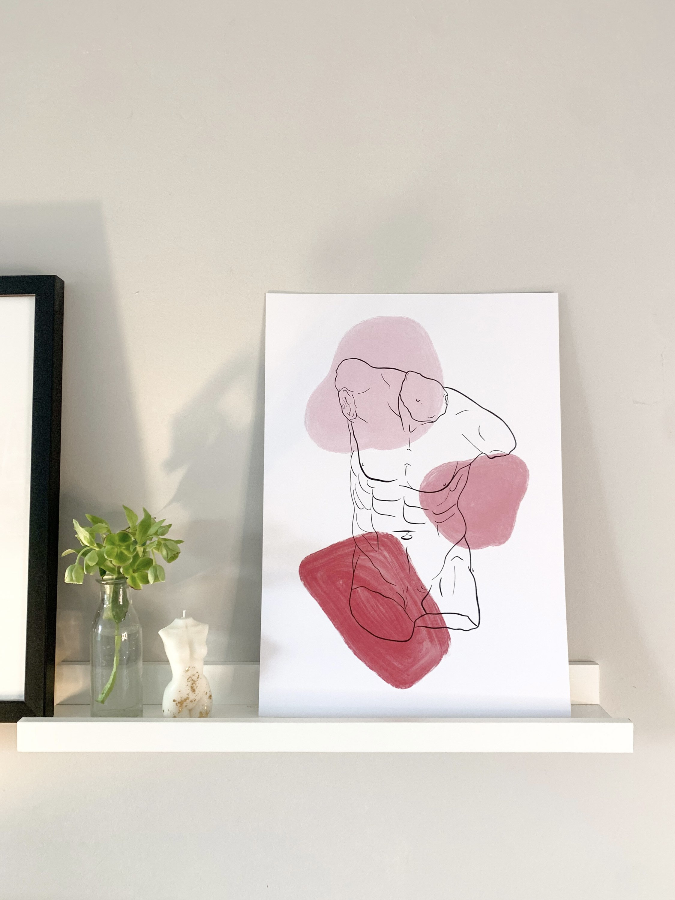 Male Torso Single Line PINK - Torso of a Dancing Faun, Line Art, Graeco ...