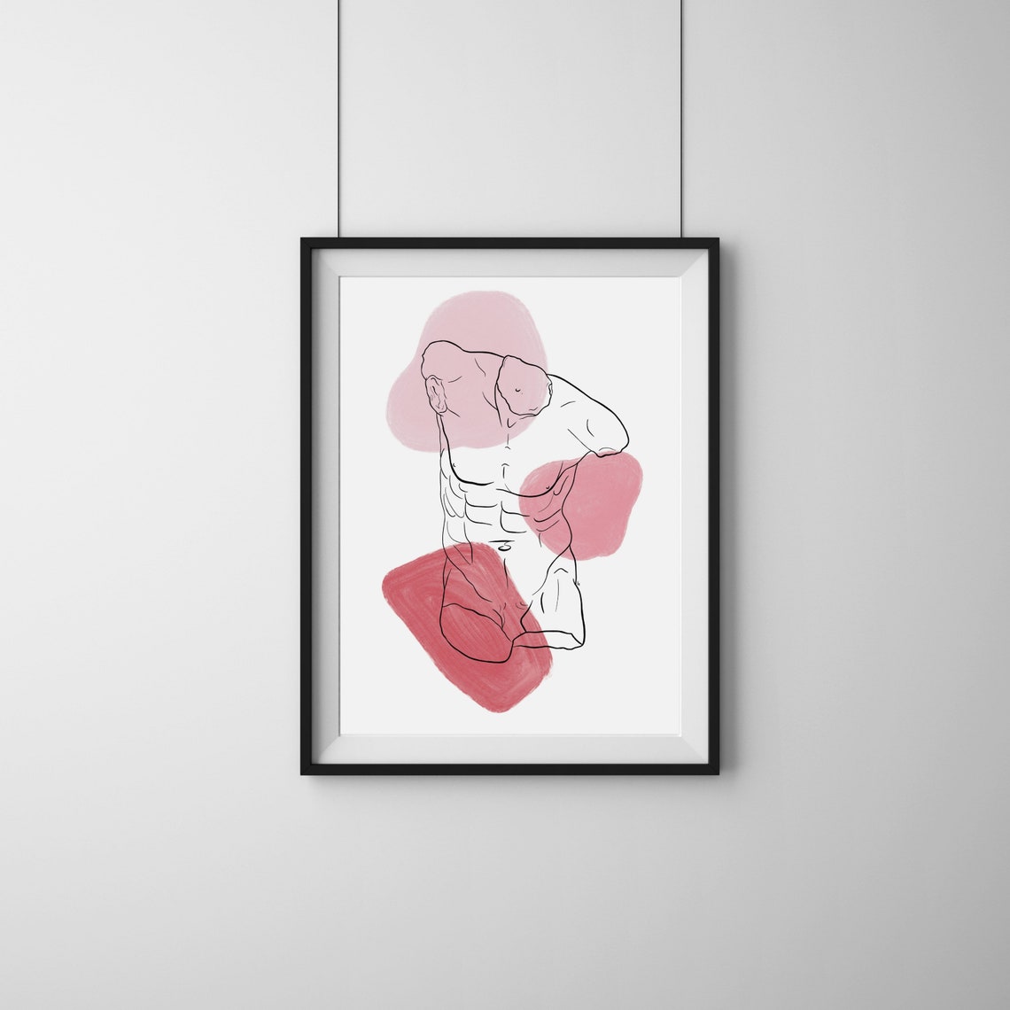 Male Torso Single Line PINK - Torso of a Dancing Faun, Line Art, Graeco ...