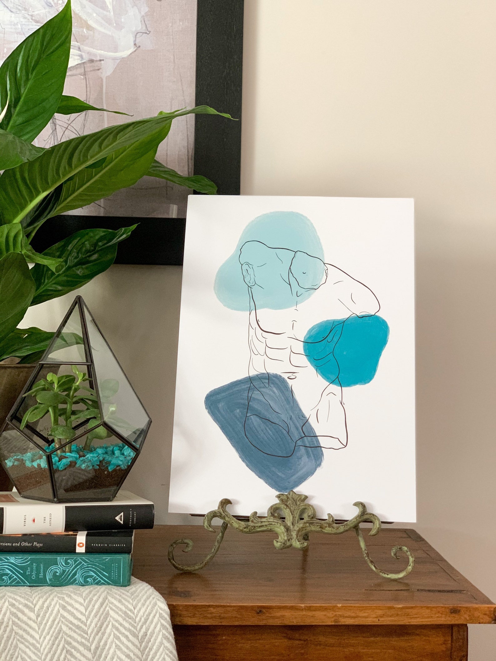 Male Torso Single Line BLUE Torso of a Dancing Faun Line | Etsy