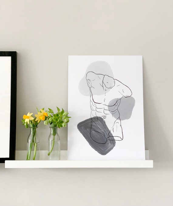 Male Torso Single Line GREY Torso of a Dancing Faun Line | Etsy