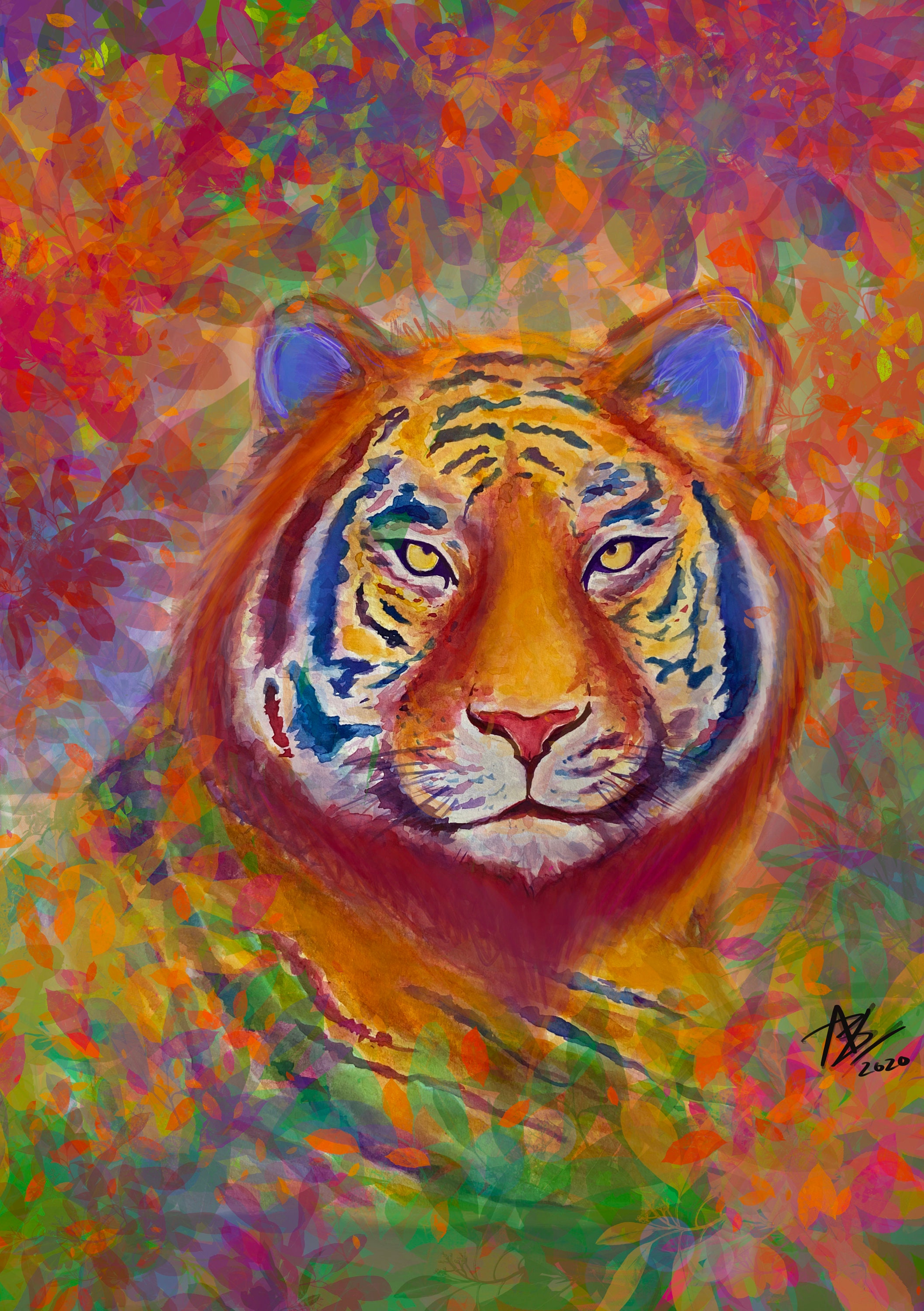 Colourful Bengal Tiger Colourful Tiger Abstract Wildlife | Etsy