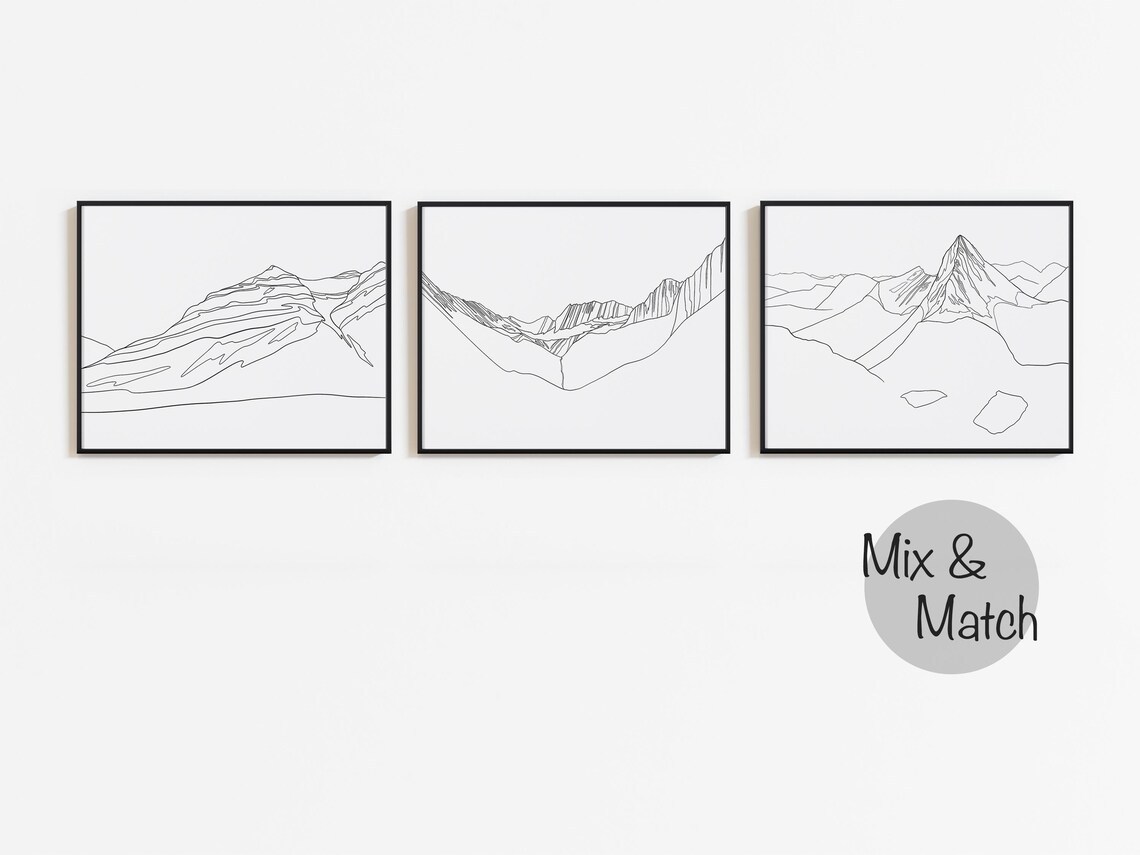 Banff National Park Line Art Print: Mt Rundle, Canadian Rockies ...