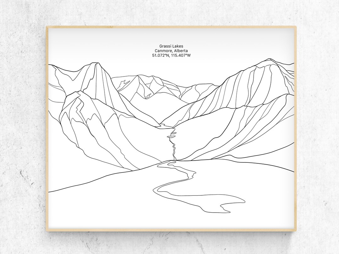Grassi Lakes, Canmore Alberta Line Art - Digital Download to Print From ...