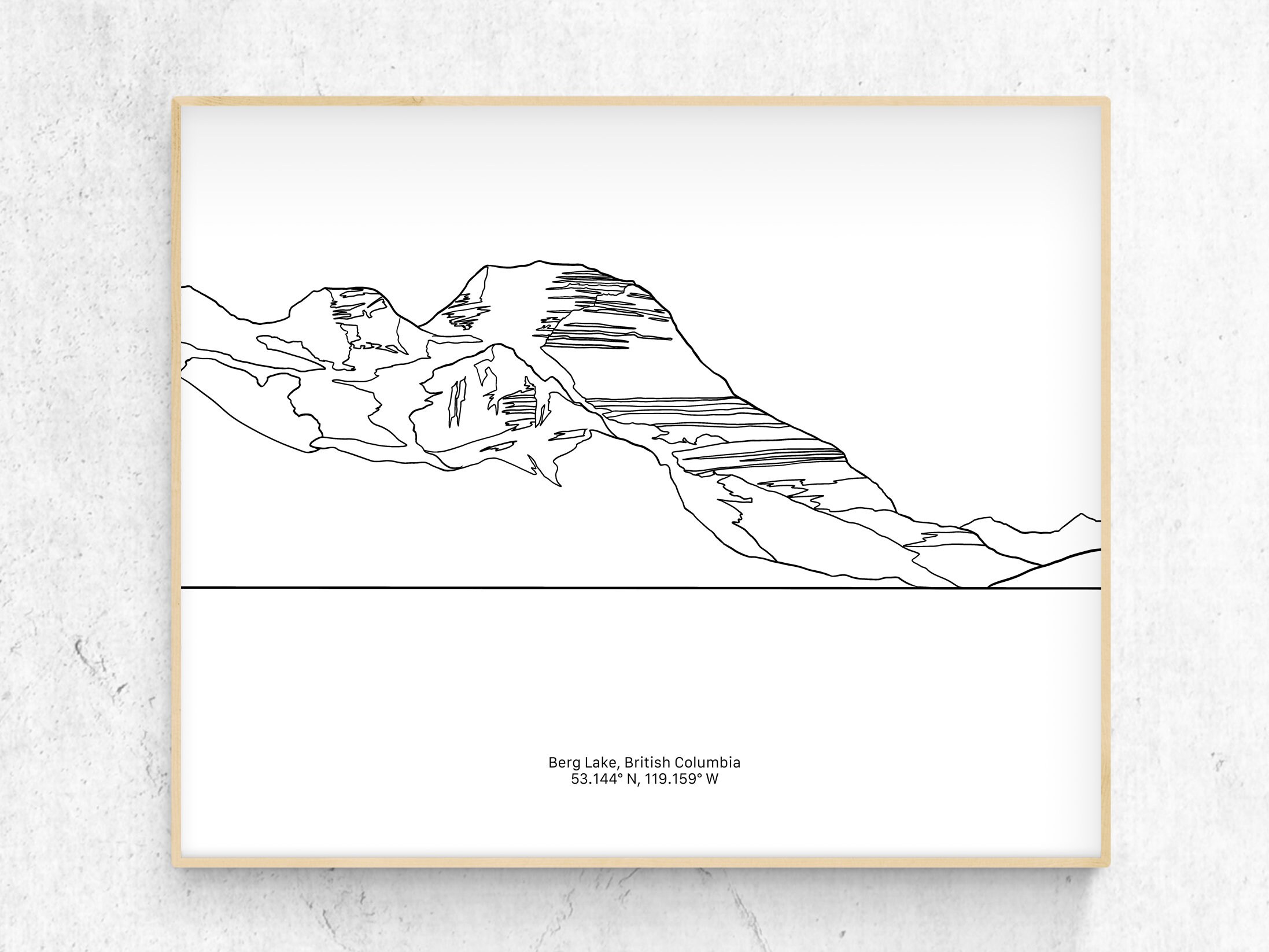 Berg Lake Mount Robson Line Art Instant Download Download - Etsy