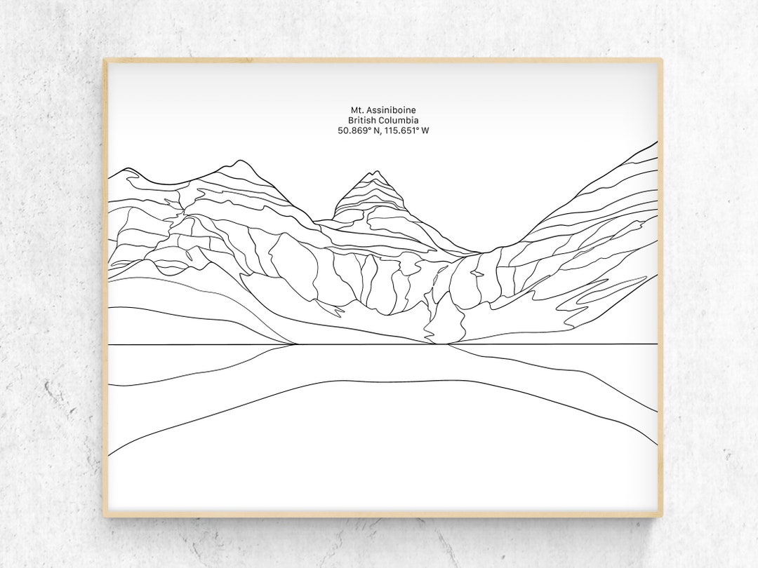 Mt Assiniboine, BC Line Art - Digital Download to Print From Home or at ...