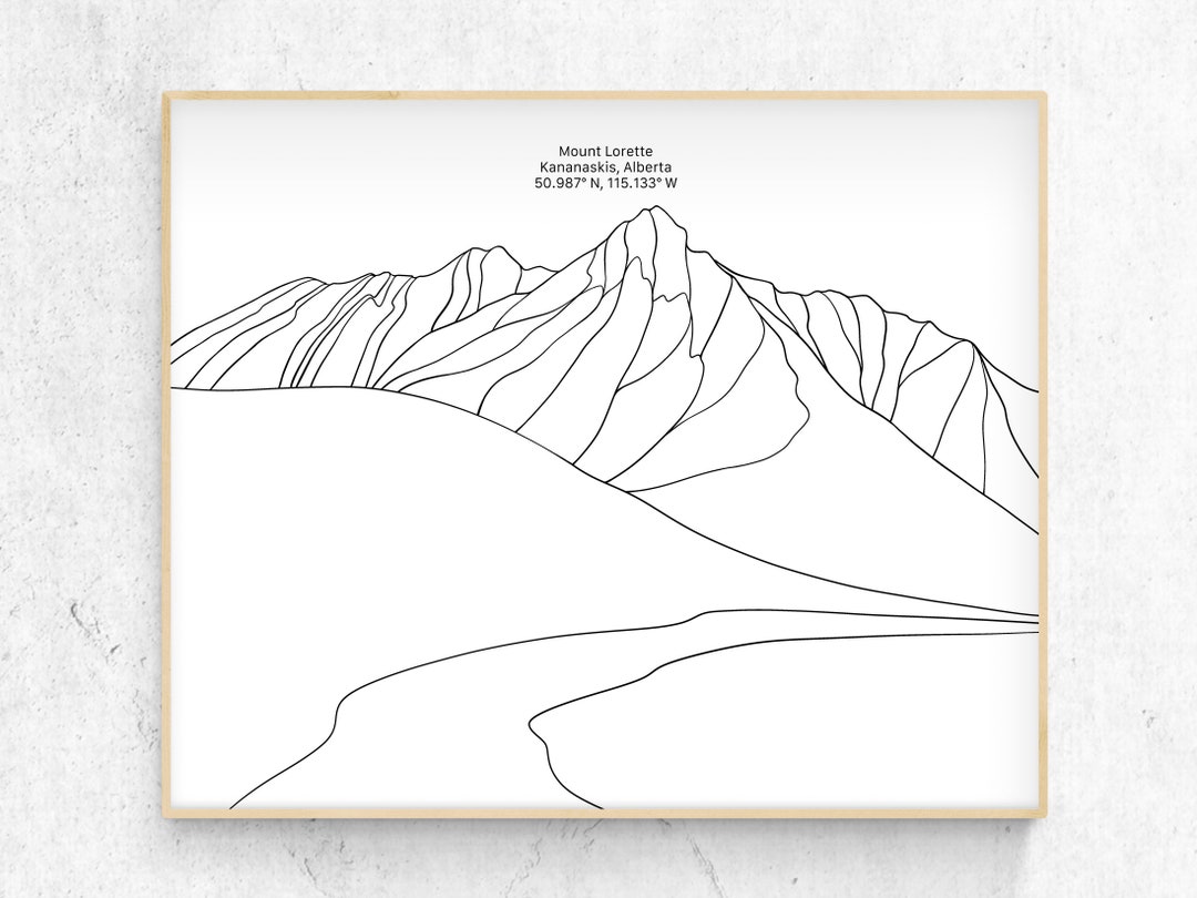 Kananaskis Golf Course, View of Mt Lorette Line Art - Digital Download ...