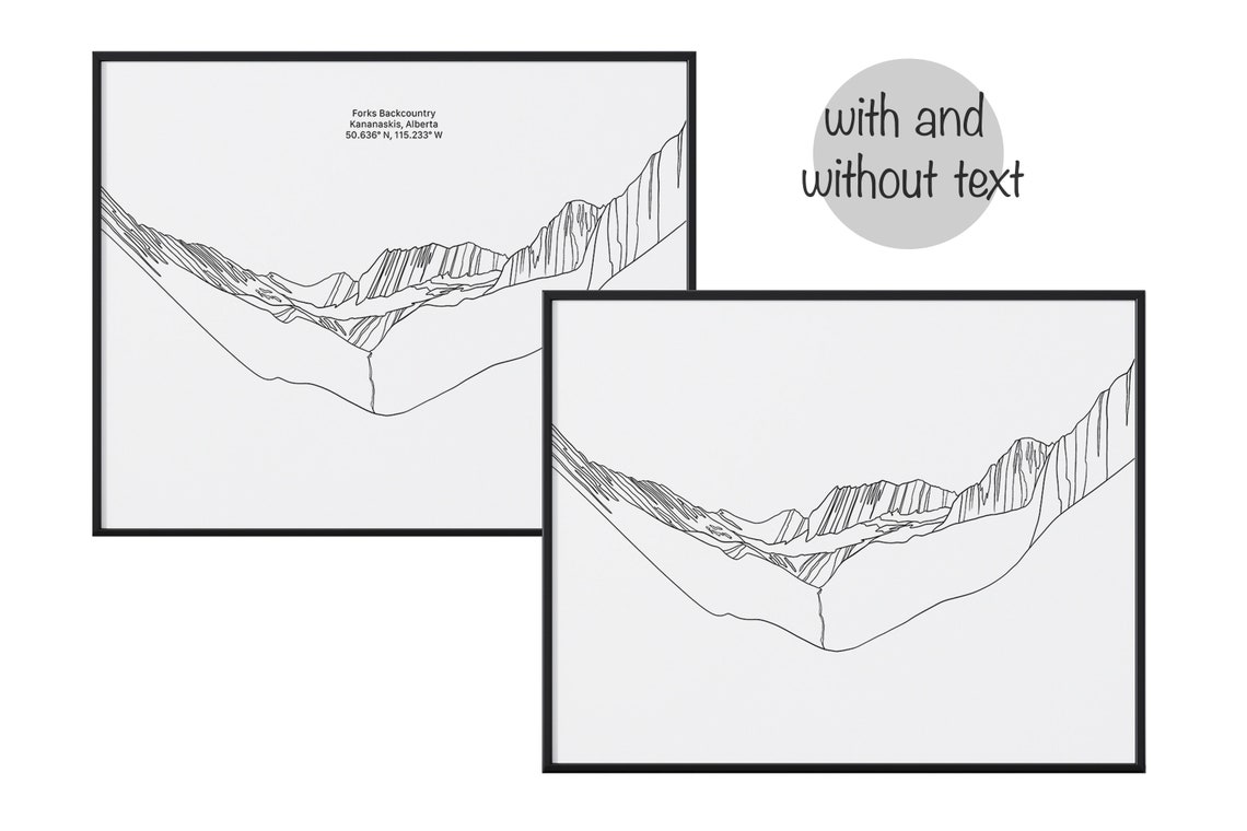 Abraham Lake Line Art Print: Mt. Michener, Canadian Rockies (digital ...