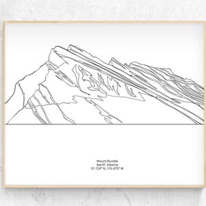 Banff National Park Line Art Print: Mt Rundle, Canadian Rockies ...