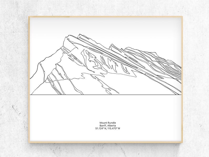 Banff National Park Line Art Print: Mt Rundle, Canadian Rockies ...
