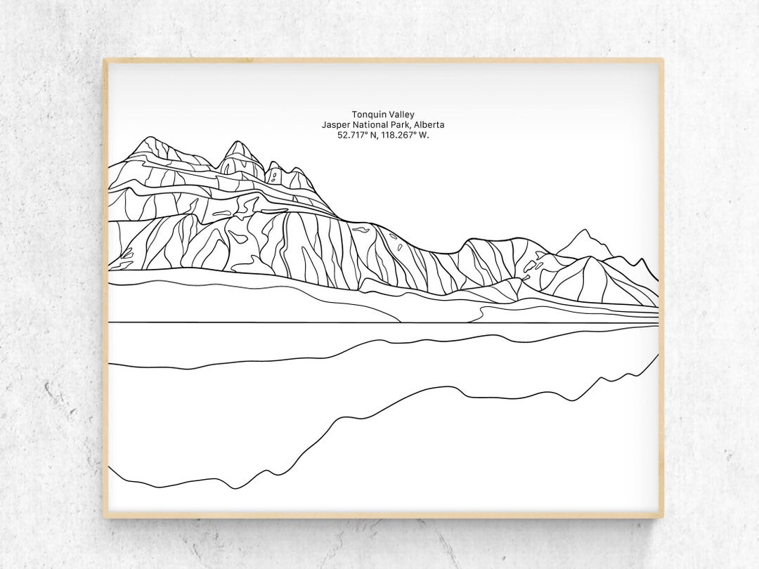 Tonquin Valley Line Art Print: Jasper Canadian Rockies (digital ...