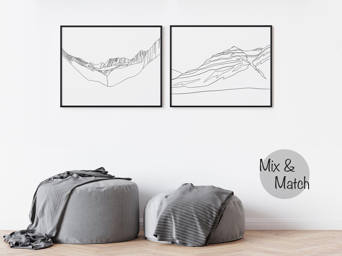 Banff National Park Line Art Print: Mt Rundle, Canadian Rockies ...