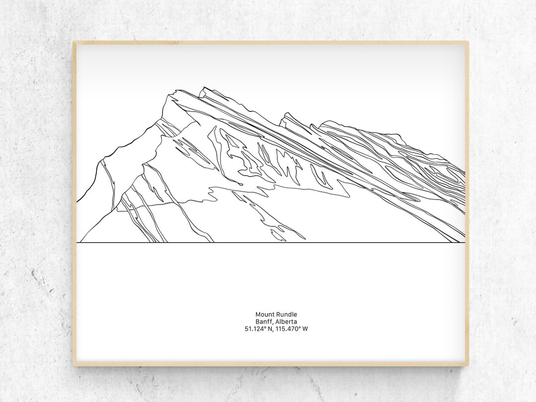 Mt Rundle Line Art, Instant Download Banff National Park in the ...