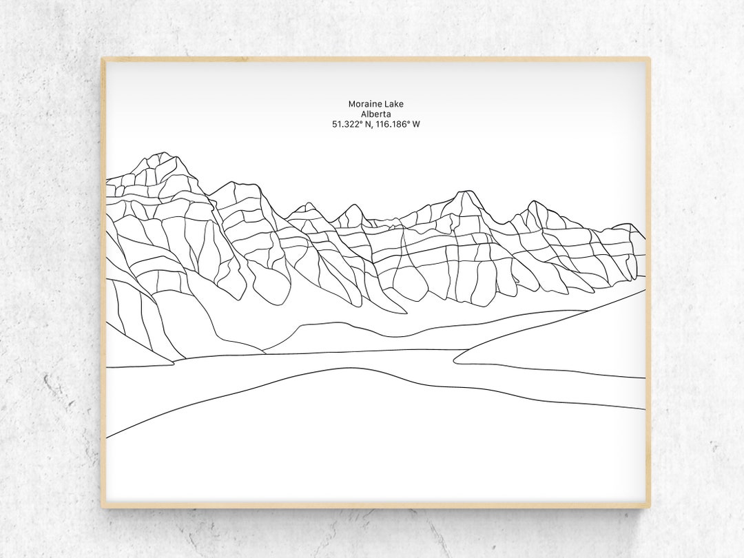 Moraine Lake Line Art Instant Download - Canadian Rockies Digital ...