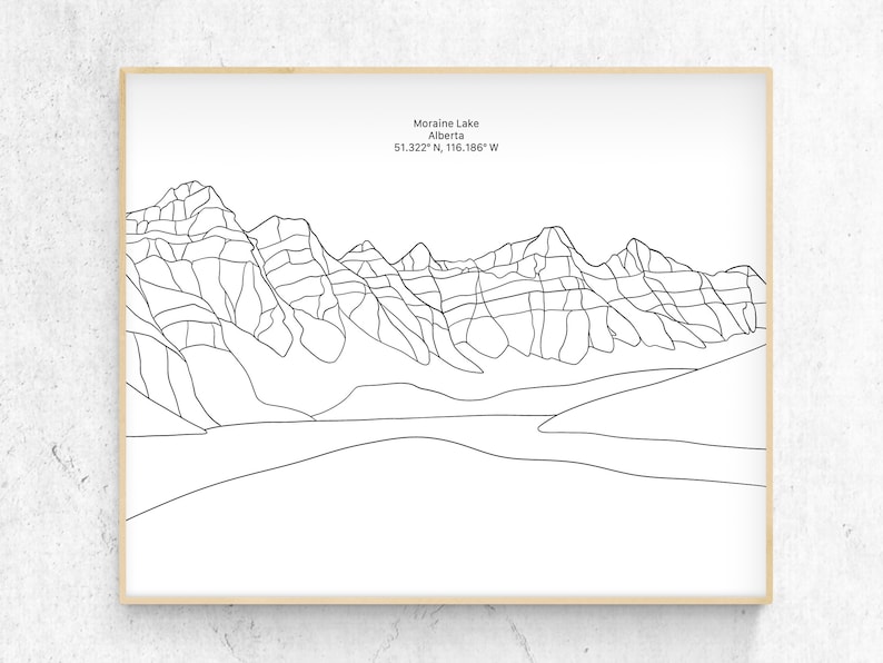 Moraine Lake Line Art Instant Download - Canadian Rockies Digital ...