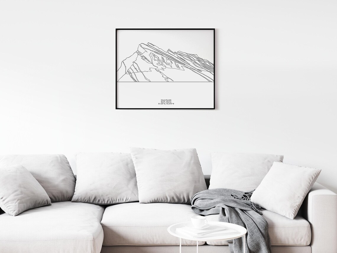 Banff National Park Line Art Print: Mt Rundle, Canadian Rockies ...