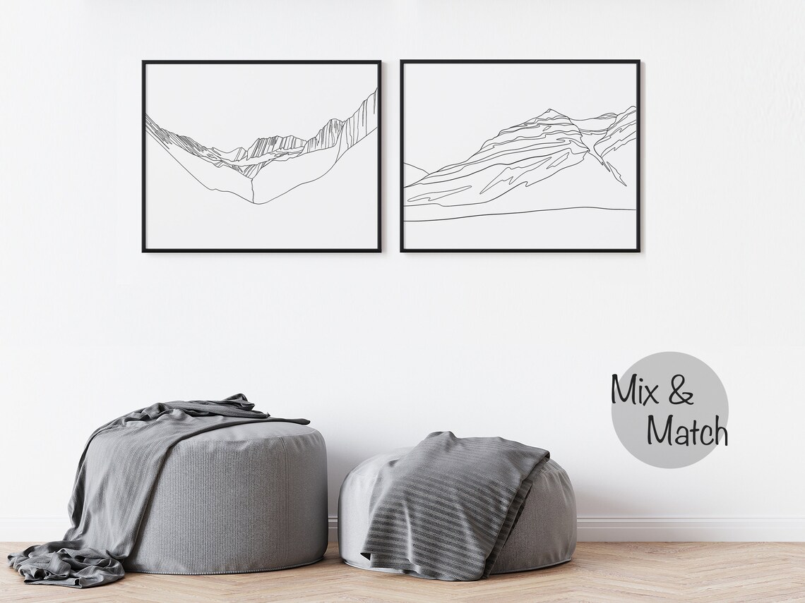 Grassi Lakes, Canmore Alberta Line Art - Digital Download to Print From ...