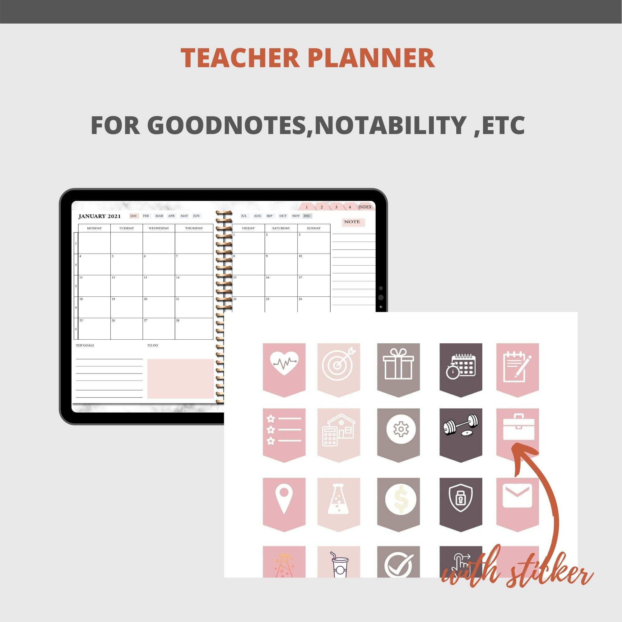 Digital Teacher Planner for Good Notes Notability. Lesson - Etsy UK