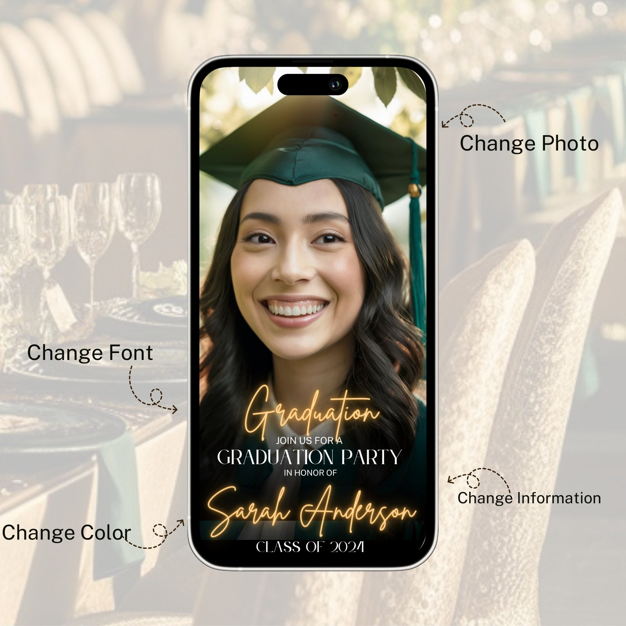 Green Graduation Invitation, Template Digital Graduation Party Animated ...