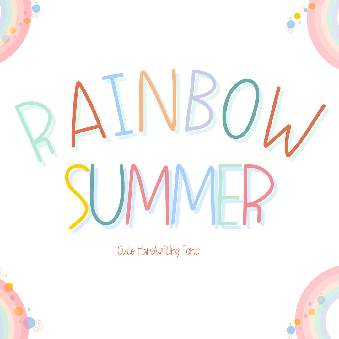 Rainbow Summer Font, Neat Handwriting, Good Notes Font, Digital Note ...