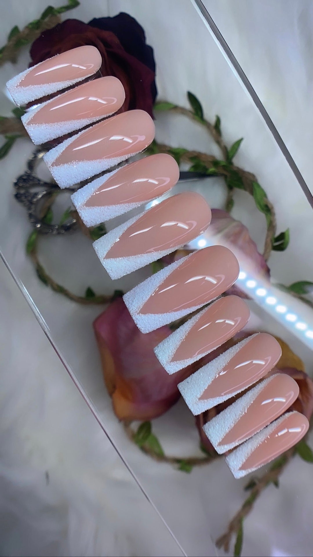 Long Square Press on Nails Glue on Nails Fake Nails Sugar Nails Glitter ...