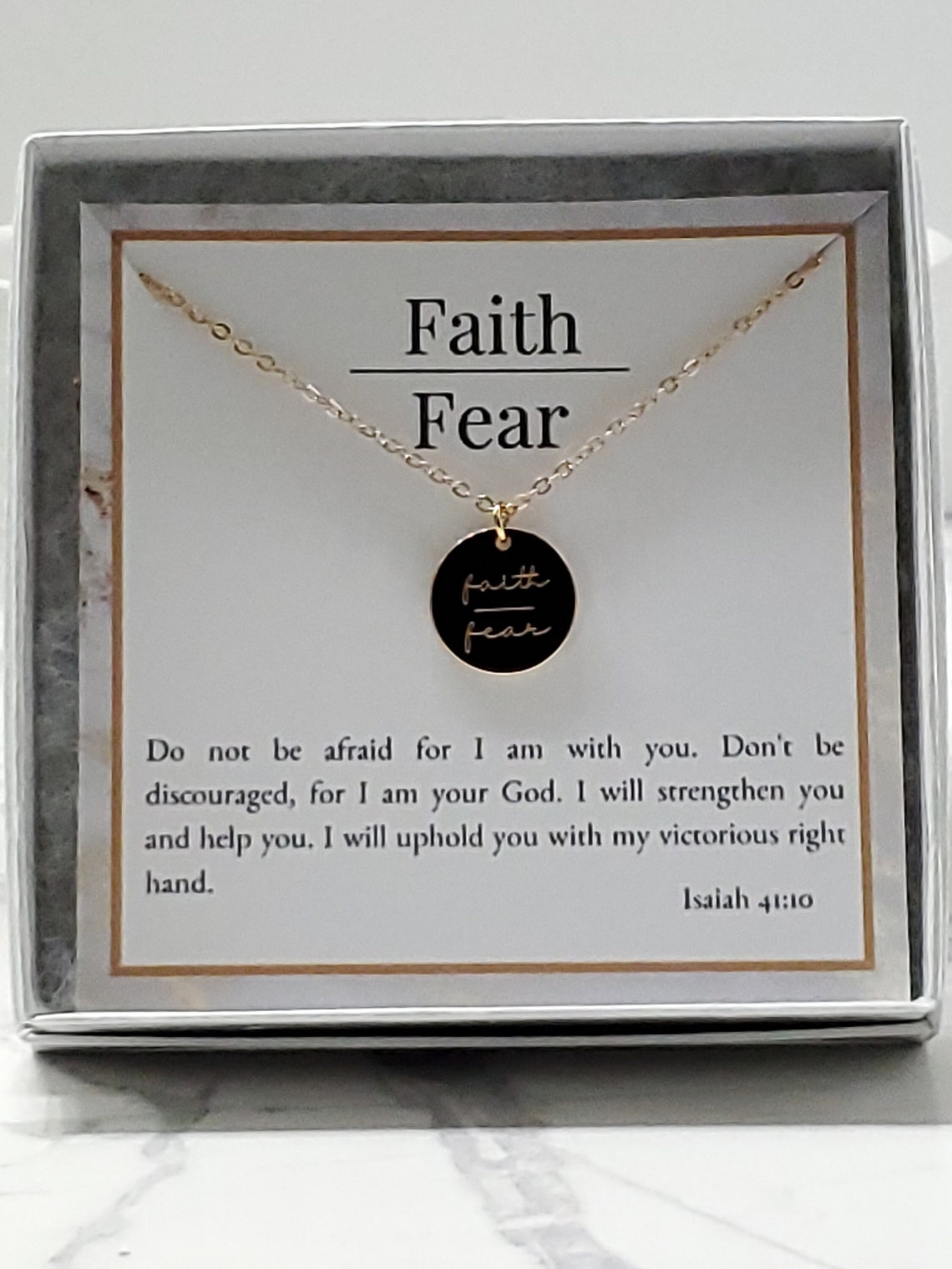 Faith Over Fear Gold Filled Necklace, Sterling Silver, Christian ...