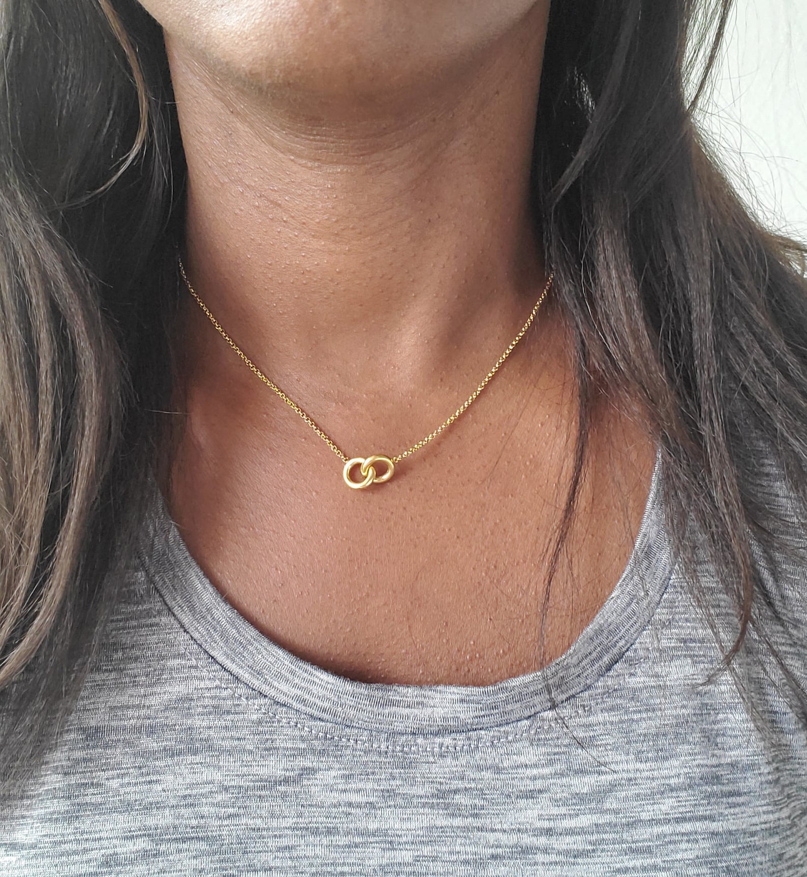 18K Gold Interlocking Circle Necklace Connection Necklace - Etsy