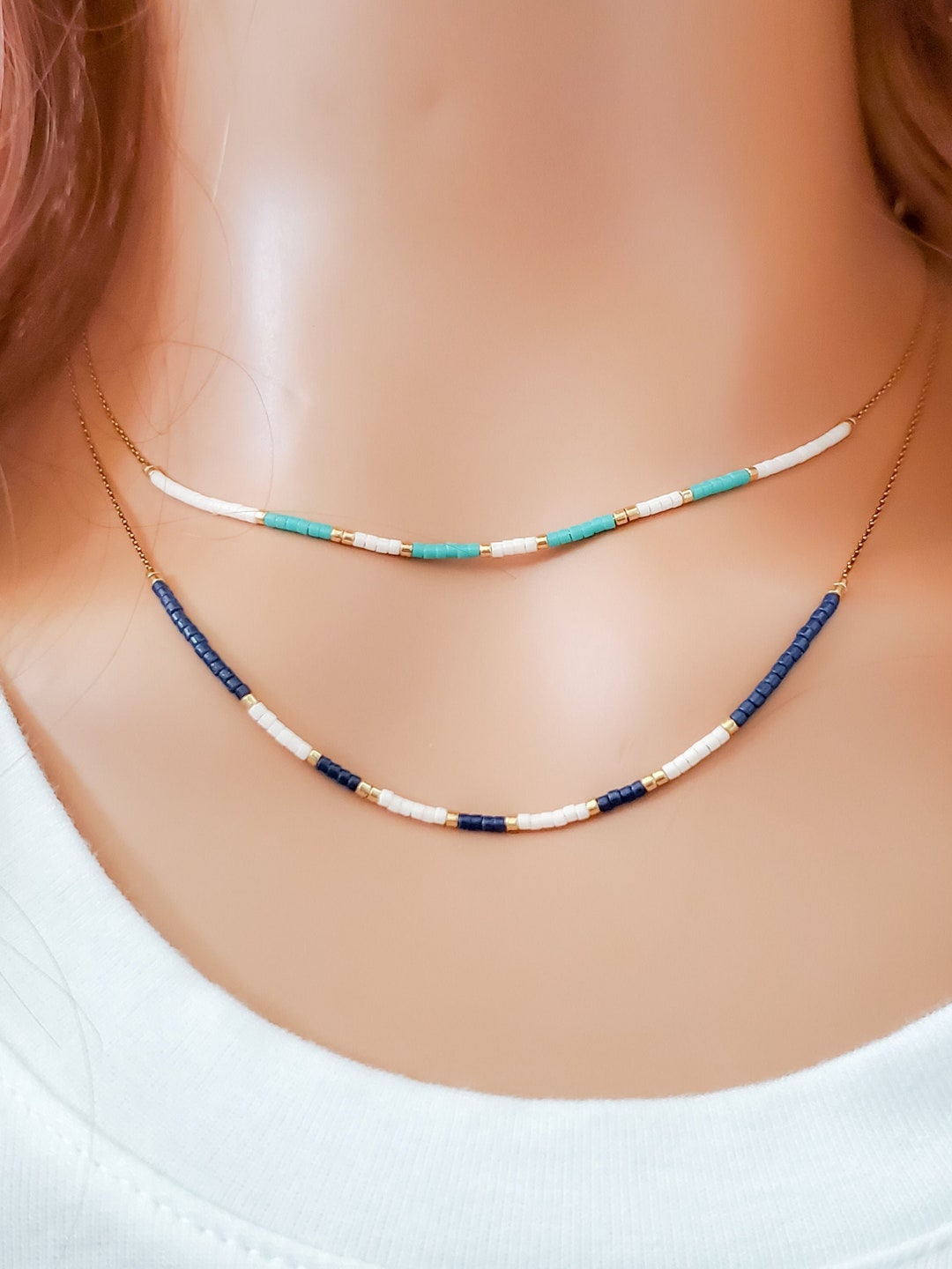 Seed Bead Necklace, Boho Jewelry, Colorful Necklace, Minimalist Jewelry ...