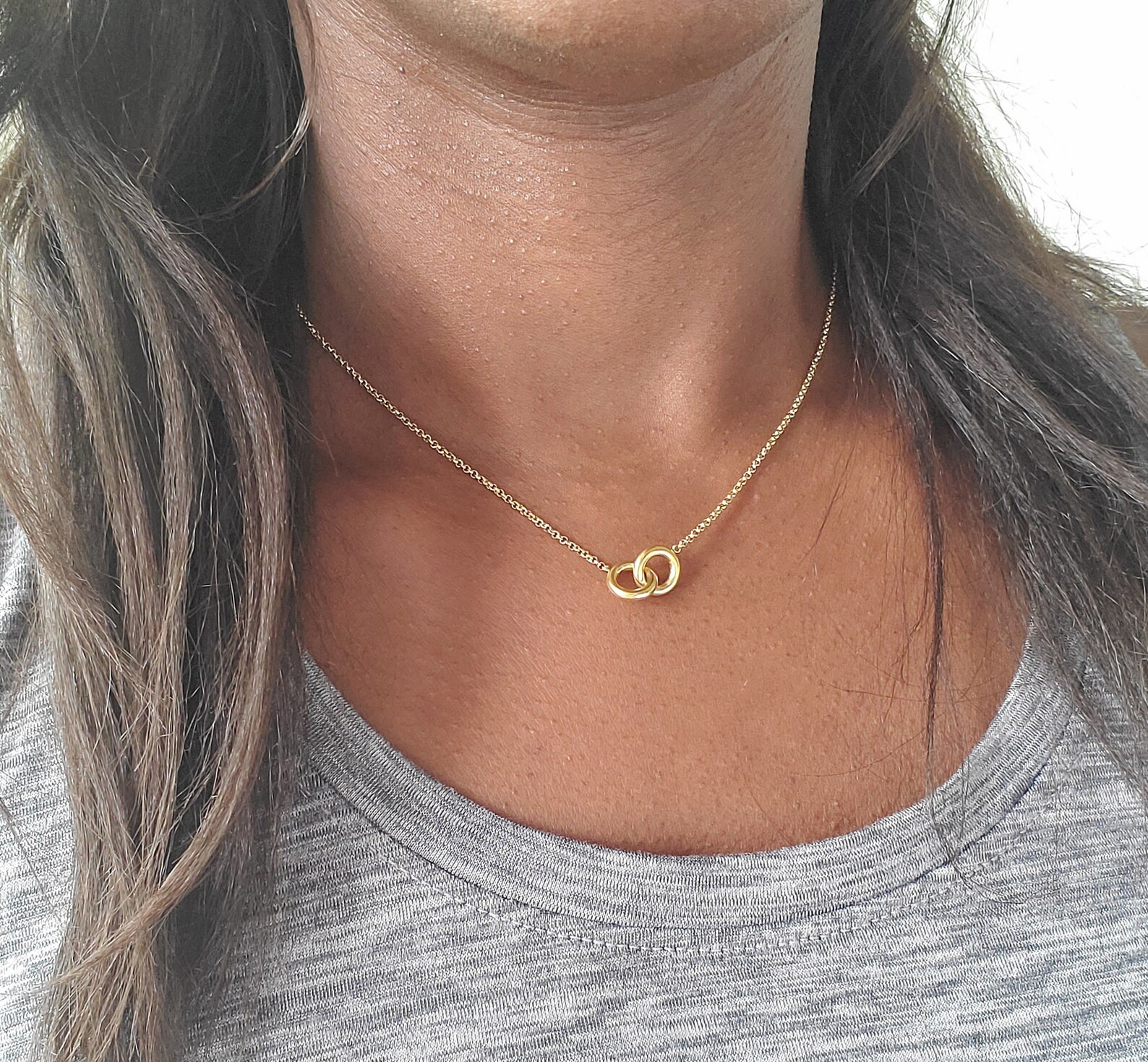 18K Gold Interlocking Circle Necklace Connection Necklace - Etsy