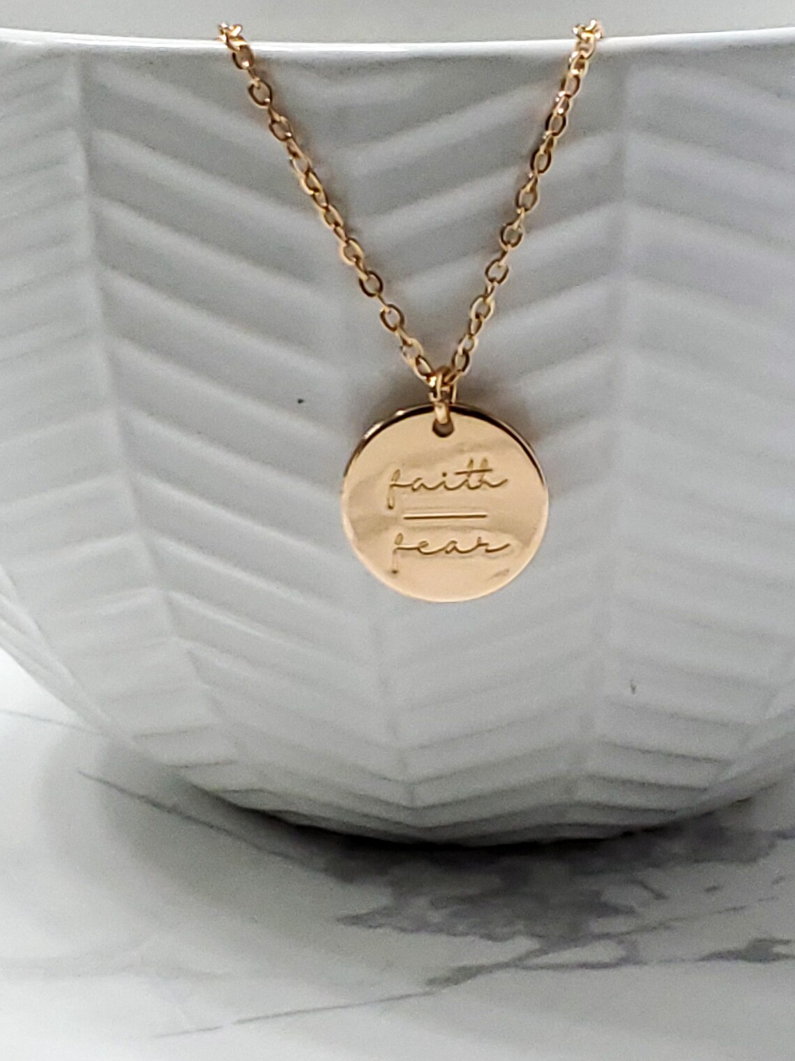 Faith Over Fear Gold Filled Necklace Sterling Silver - Etsy