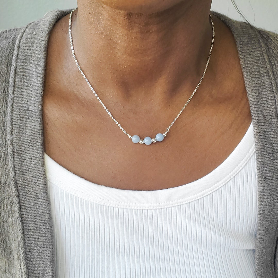 Angelite Sterling Silver Necklace, Angelite Gold Filled Necklace ...