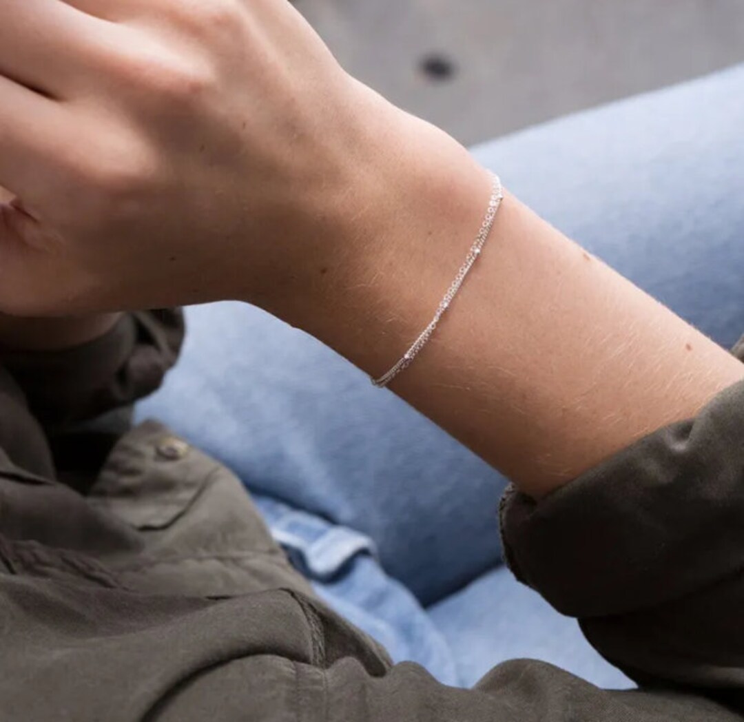 Double Chain Bracelet, Gold Double Chain Bracelet, Silver or Gold Double Chain Bracelet ...