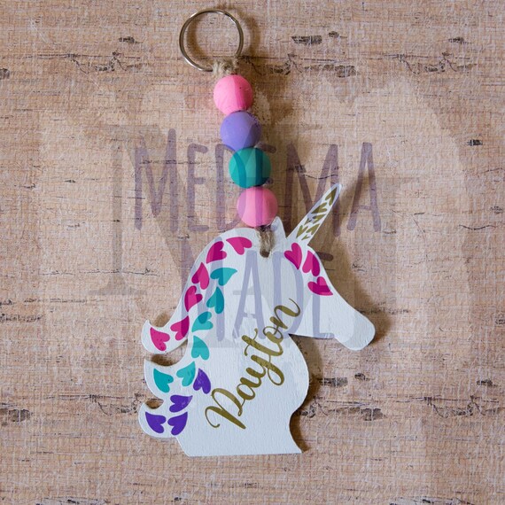 Personalized Unicorn Bag Tag Wooden Unicorn Key Chain - Etsy
