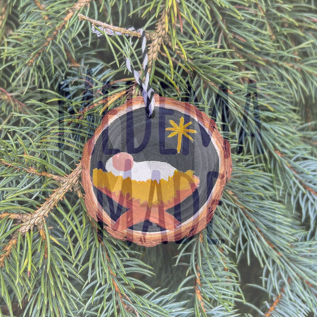 Nativity Baby Jesus Hand Painted Wood Slice Ornament Hand Painted ...
