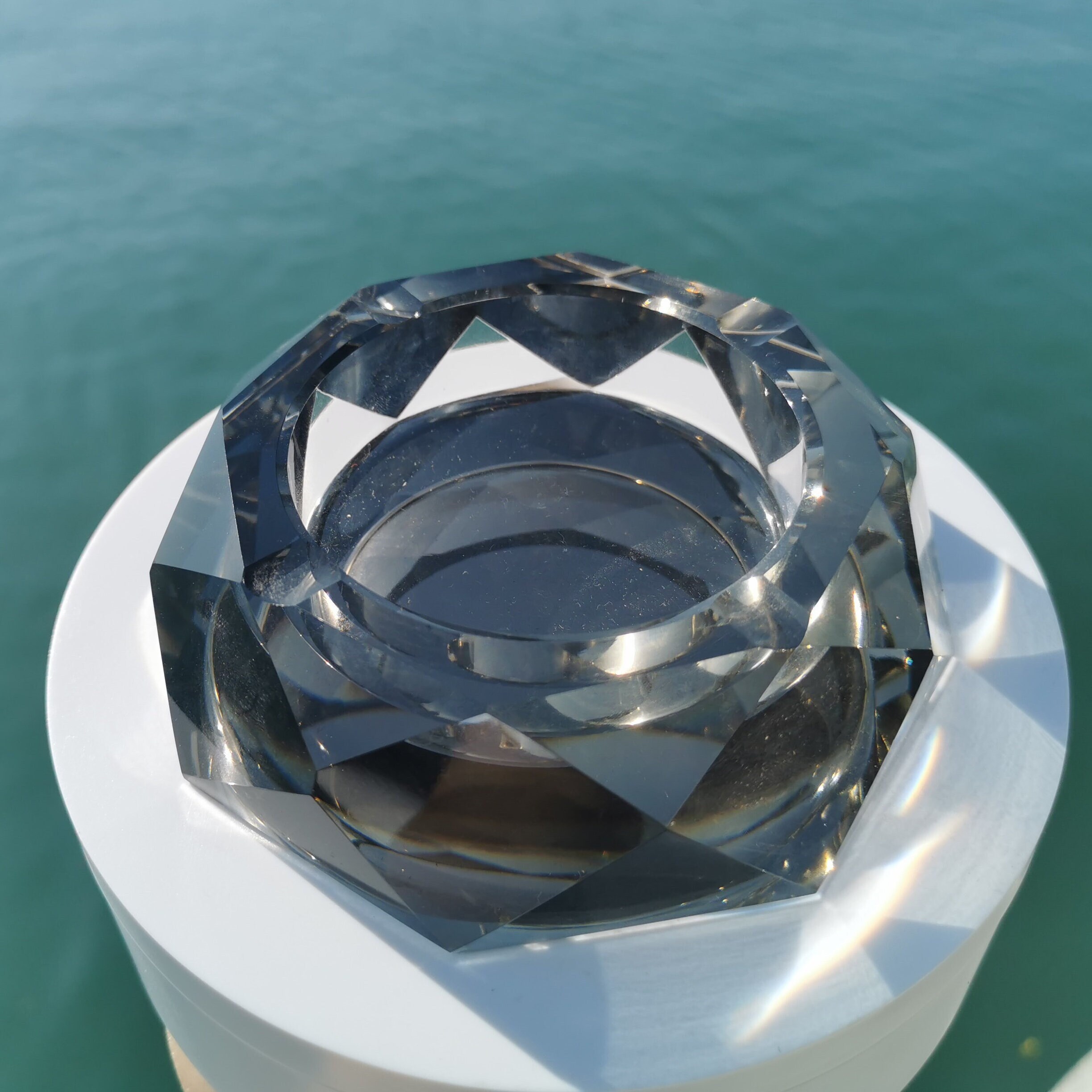 Gift Father Art Deco Black Ash Tray, 8 Sides Octagon Colorful Glass ...