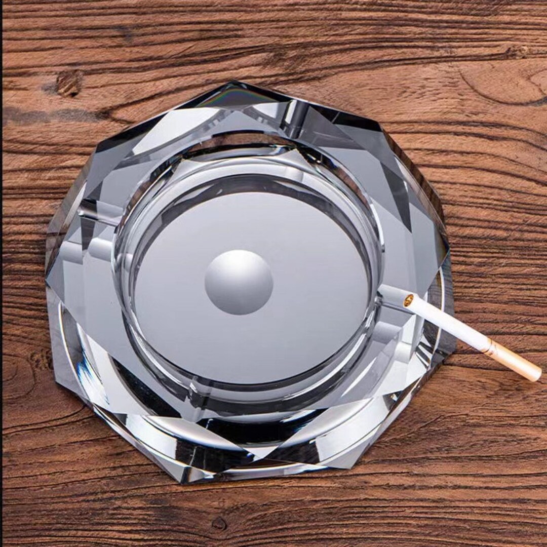 Gift Father Art Deco Black Ash Tray, 8 Sides Octagon Colorful Glass ...