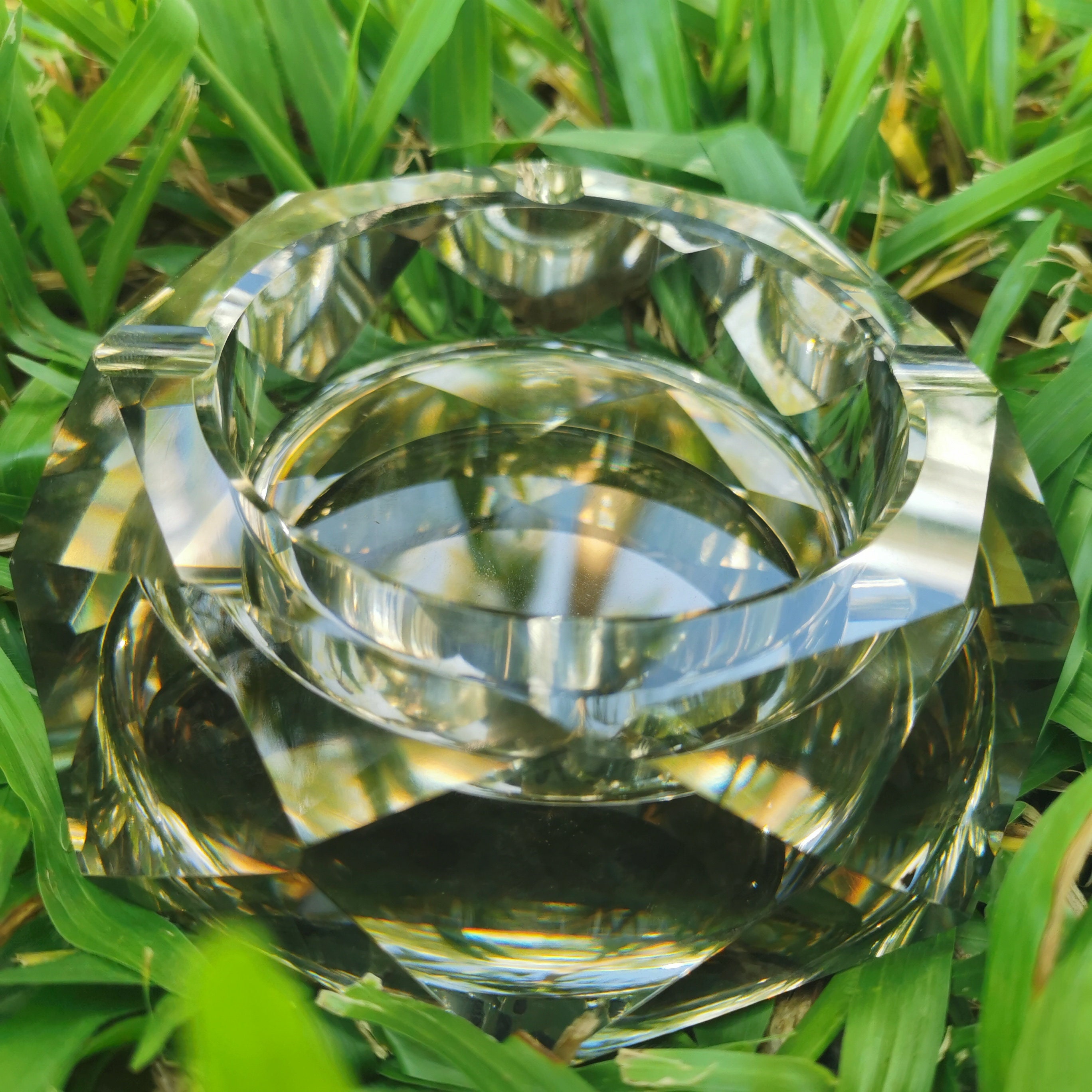 Gift Father Art Deco Black Ash Tray, 8 Sides Octagon Colorful Glass ...