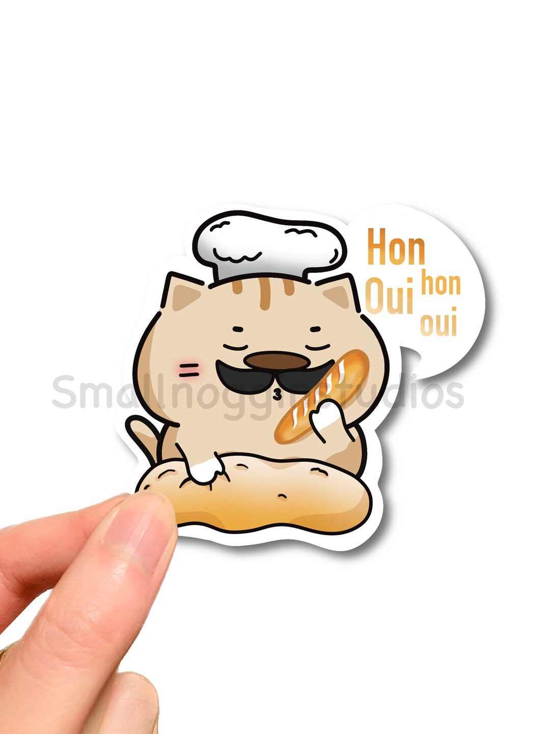 Hon Hon Oui Oui Cat Vinyl Sticker Baguette Kneading Cat, Making Dough ...