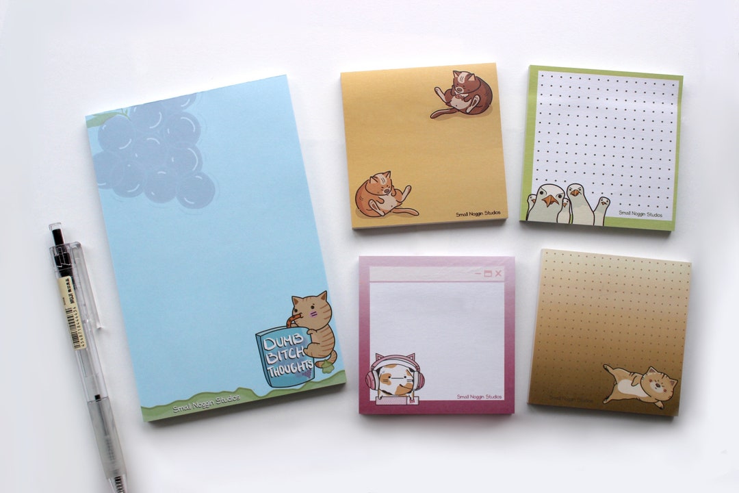 Silly Cats/seagull Sticky Note, Kawaii Animal Bird Journal Accessory ...