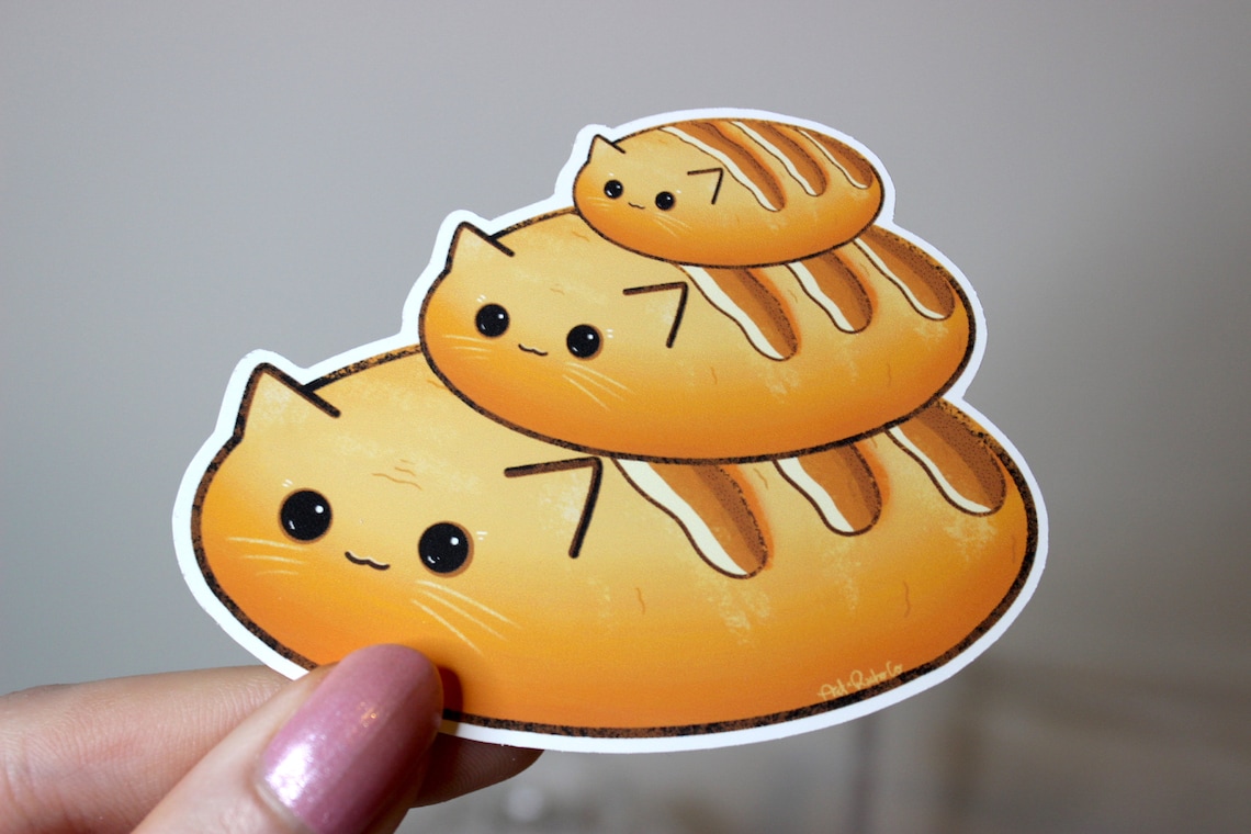Cat loaf bread stickers weatherproof cute cat stickers bun | Etsy