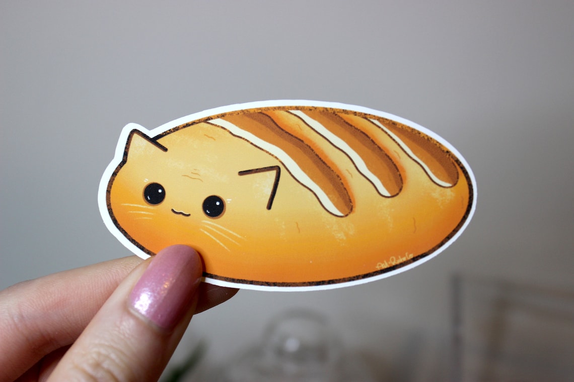 Cat loaf bread stickers weatherproof cute cat stickers bun | Etsy