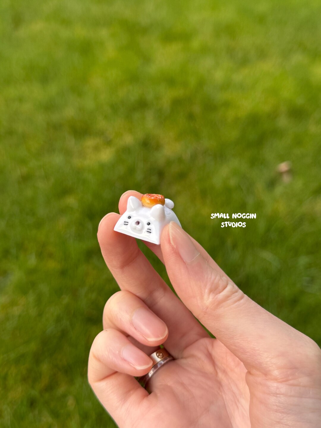 Donut White Cat Artisan Keycaps - Kawaii Original Handmade Animal ...