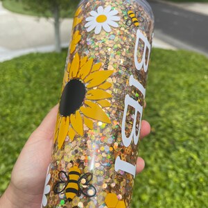 Bumblebee Bee Daisy Sunflower Snowglobe Tumbler, Snowglobe Tumbler ...