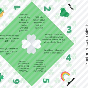 St. Patrick's Day Printable Fortune Teller - Etsy