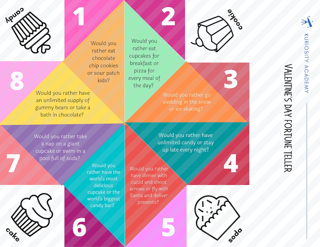 Printable Fortune Teller Valentine for Kids - Etsy