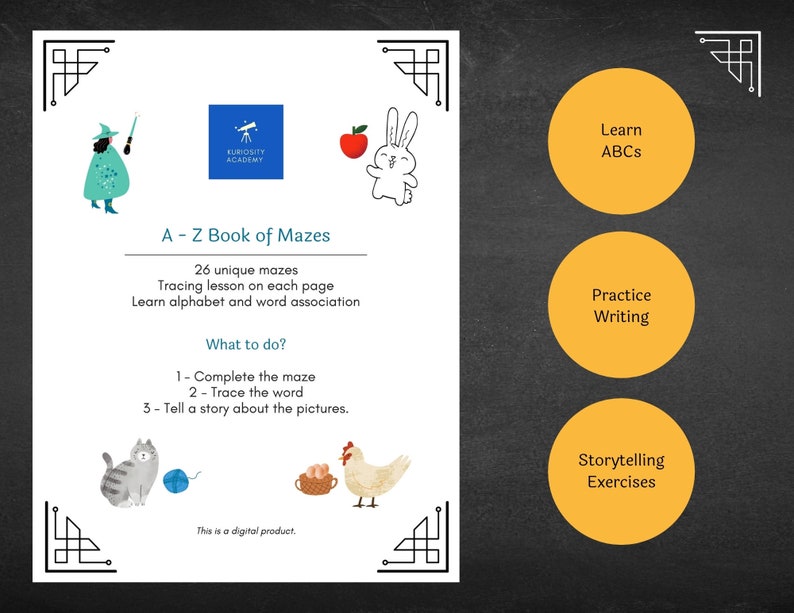 ABC Alphabet Maze Printable Puzzle Tracing Worksheet for - Etsy