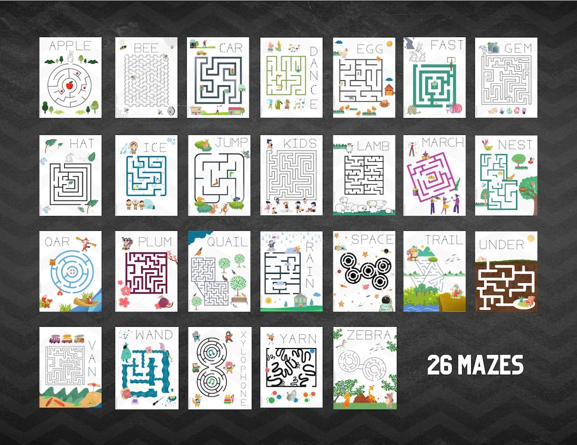 ABC Alphabet Maze Printable Puzzle Tracing Worksheet for - Etsy