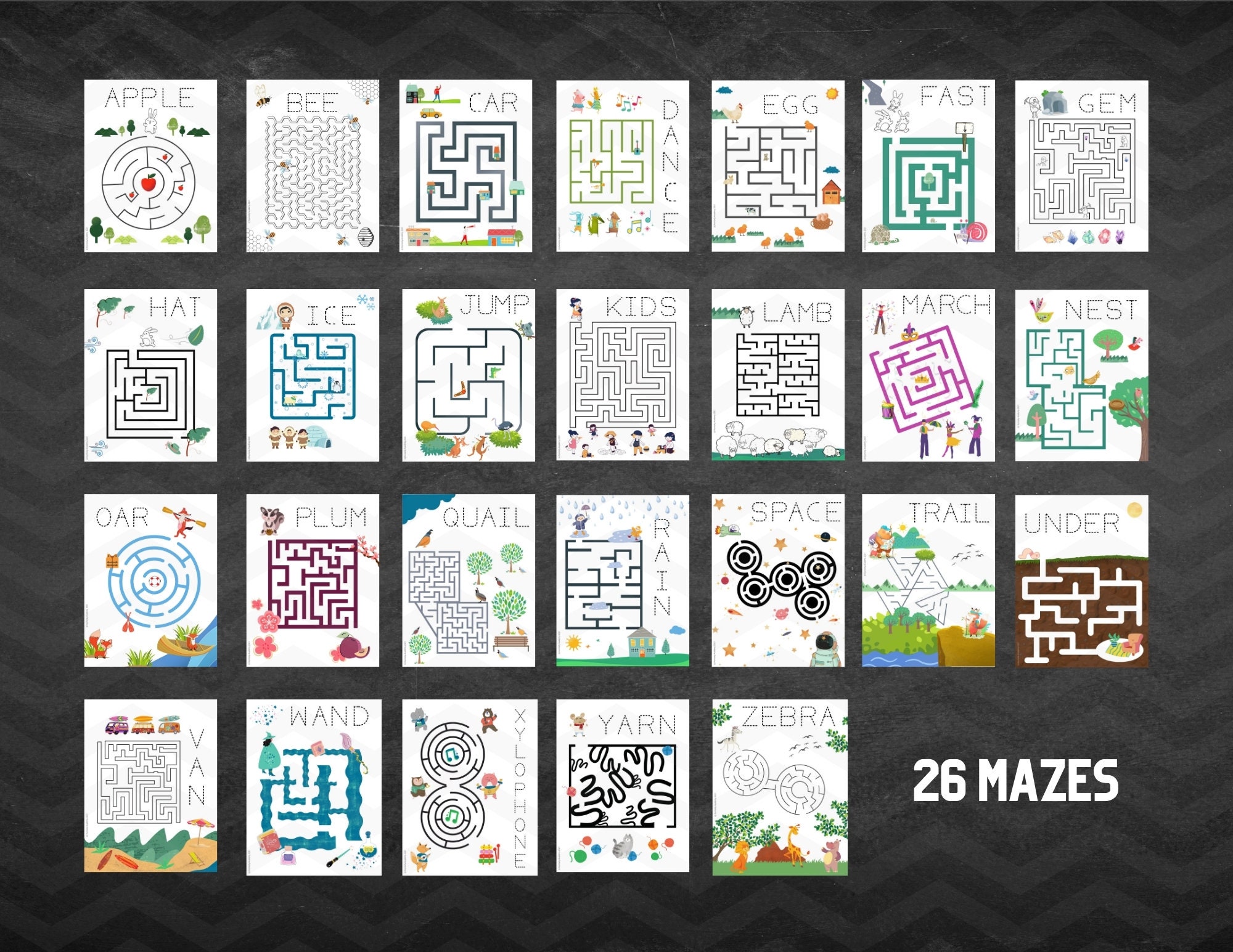 ABC Alphabet Maze Printable Puzzle Tracing Worksheet for - Etsy